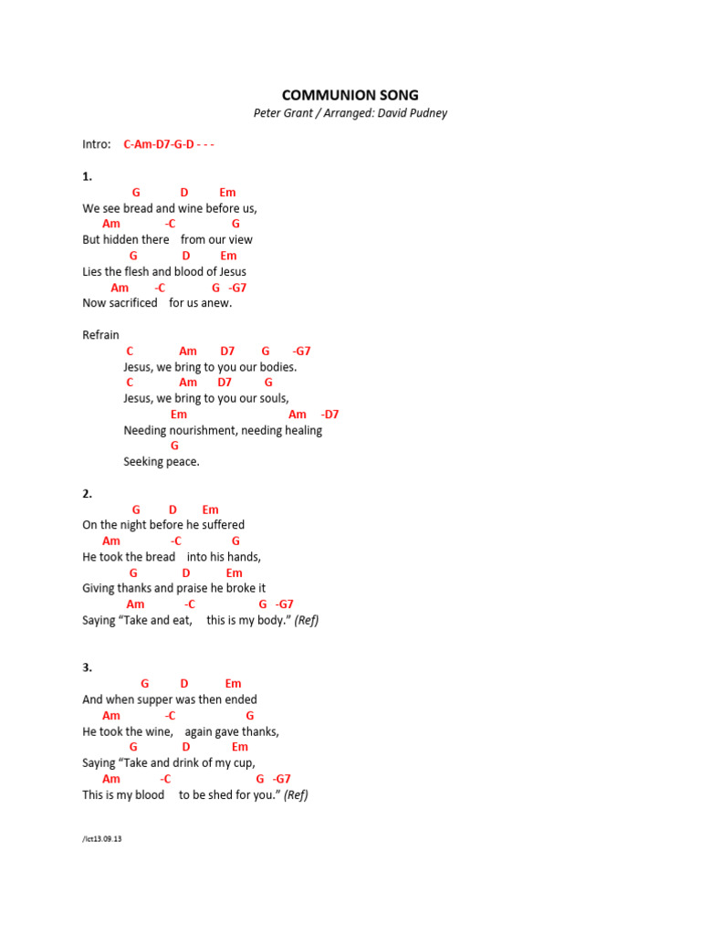 Communion Song Lyrics and Chords | PDF