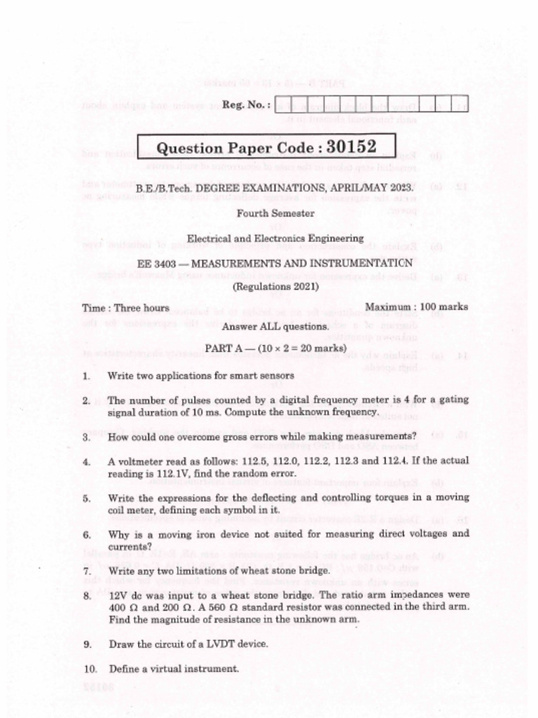 Measurements and Instrumentation - EE3403 2021 Regulation - Semester ...