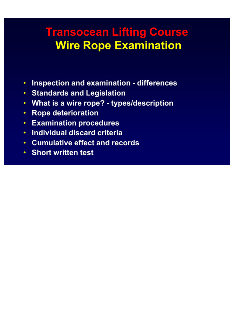 Wire Rope Inspection and Examination Guide | PDF | Wear | Rope