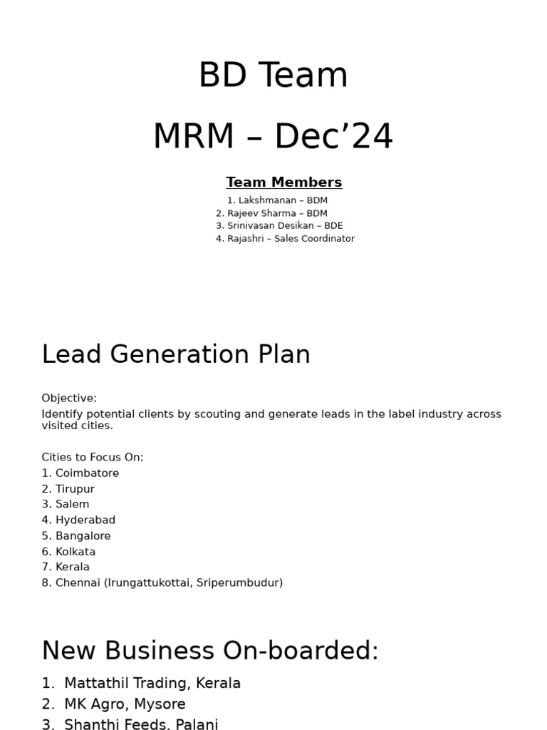 BD Team - MRM Dec'24 | PDF