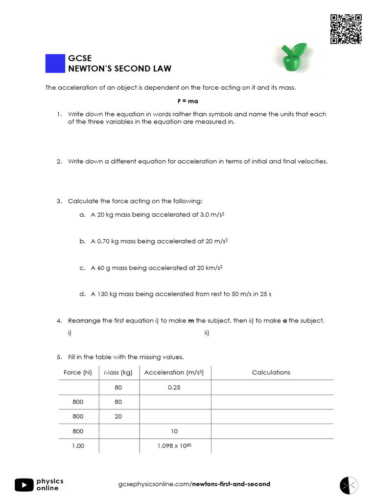 GCSE Newtons Second Law | PDF