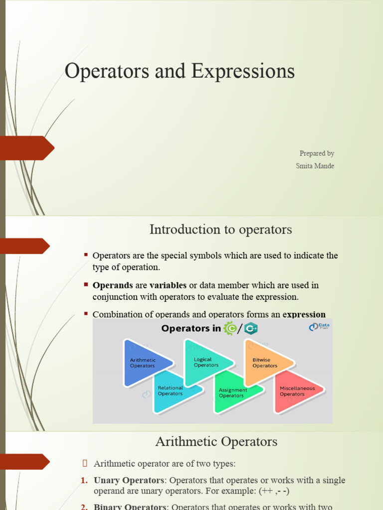 Unit4 Operators and Expressions | PDF | Integer (Computer Science) | Bit