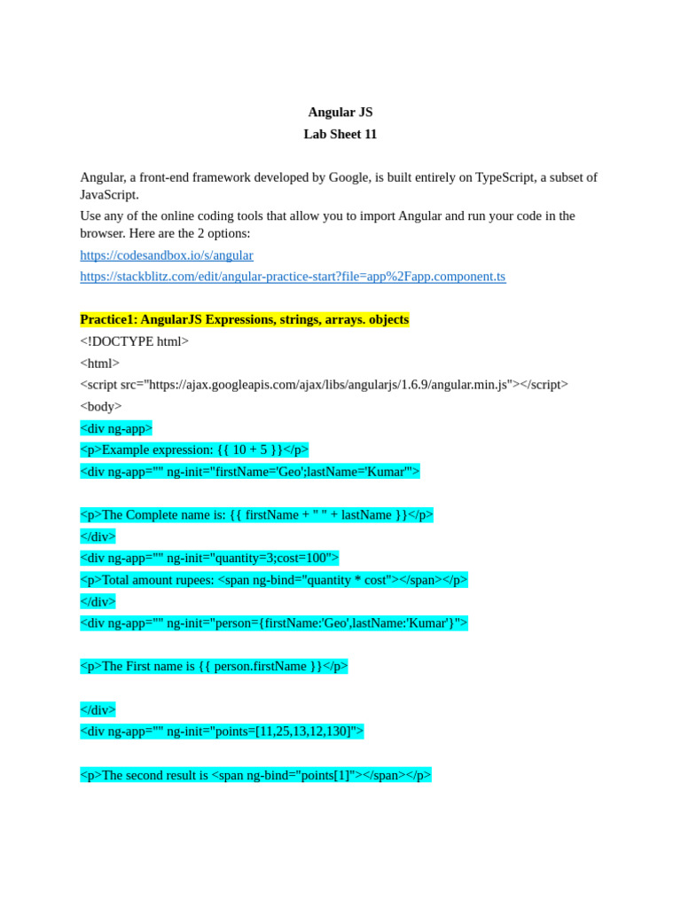 Angular JS Lab Sheet 11 | PDF | Angular Js | Computer Engineering