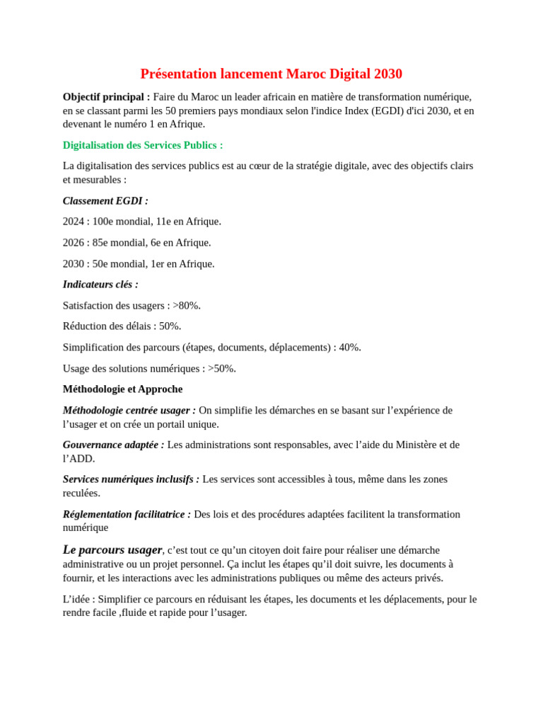 Lancement de la Stratégie Maroc Digital 2030 | PDF | Données numériques ...