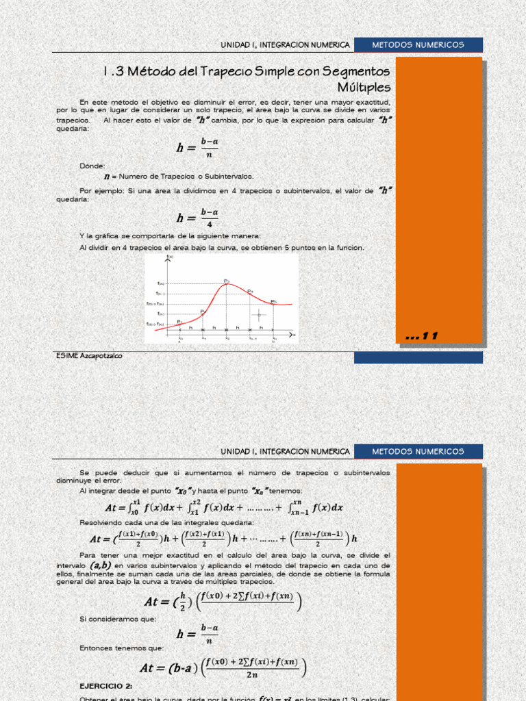 ° 004 Unidad 1, Metodo Del Trapecio Con Segmentos Multiples | PDF | Integral | Matemáticas