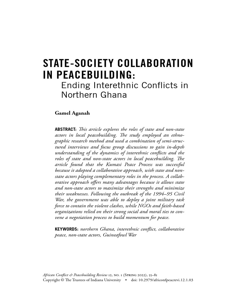 State-Society Peacebuilding in Ghana | PDF | Peacebuilding ...