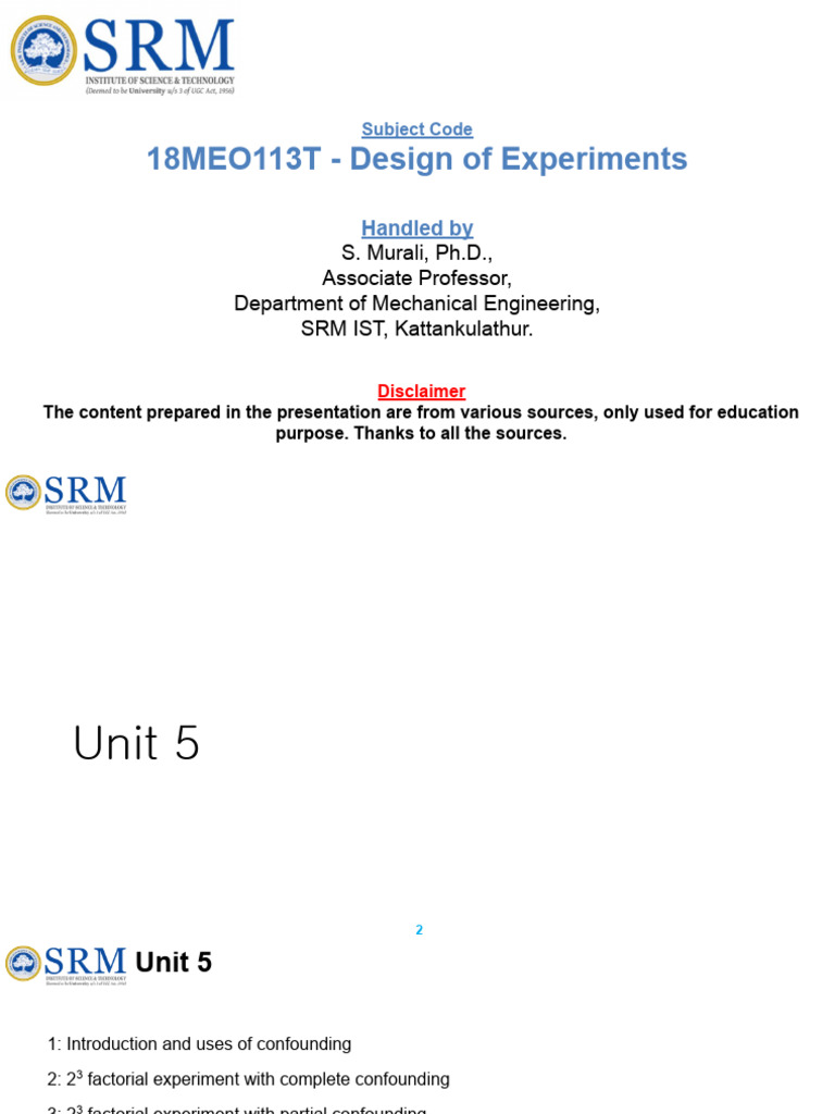 18MEO113T - DOE - Unit 5_AY2023_24 ODD.pptx (1) | PDF | Analysis Of ...