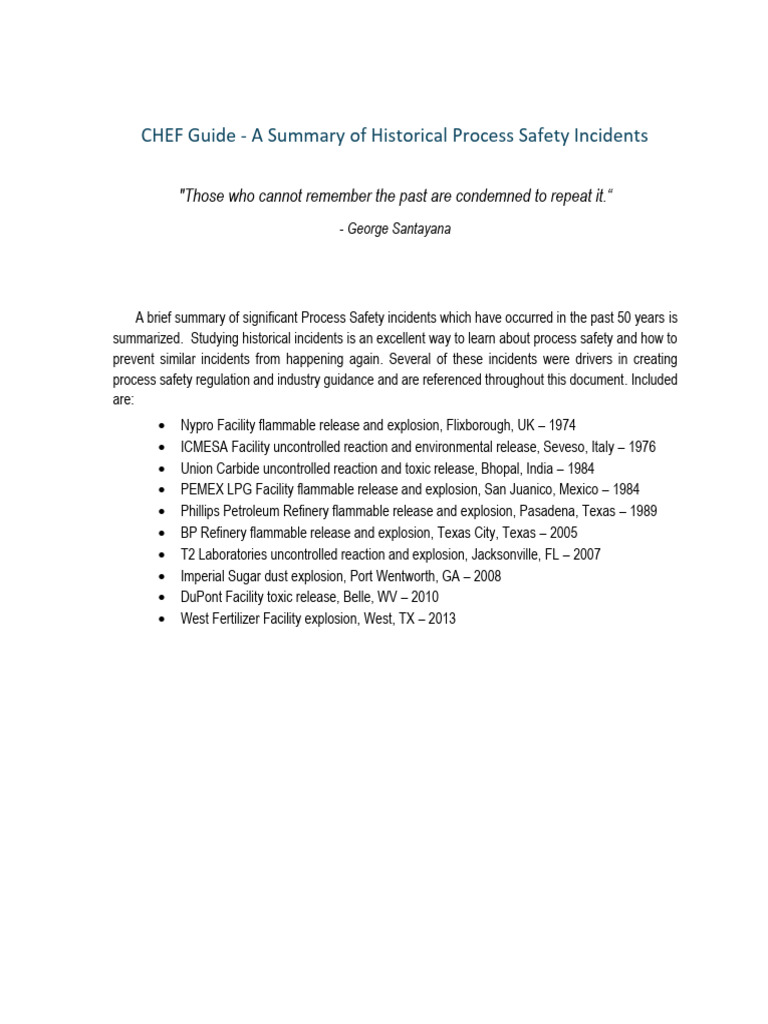2 - A Summary of 10 Historical Process Safety Incidents | PDF | Process ...