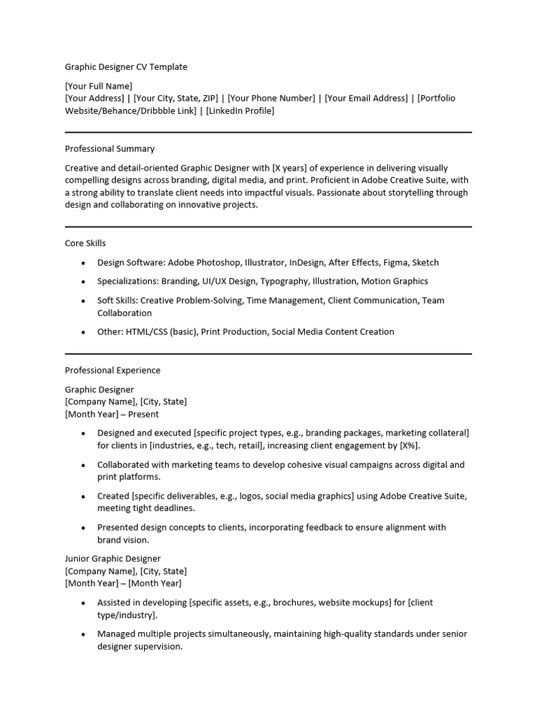 Graphic Designer CV Template | PDF | Graphic Design | Human Communication