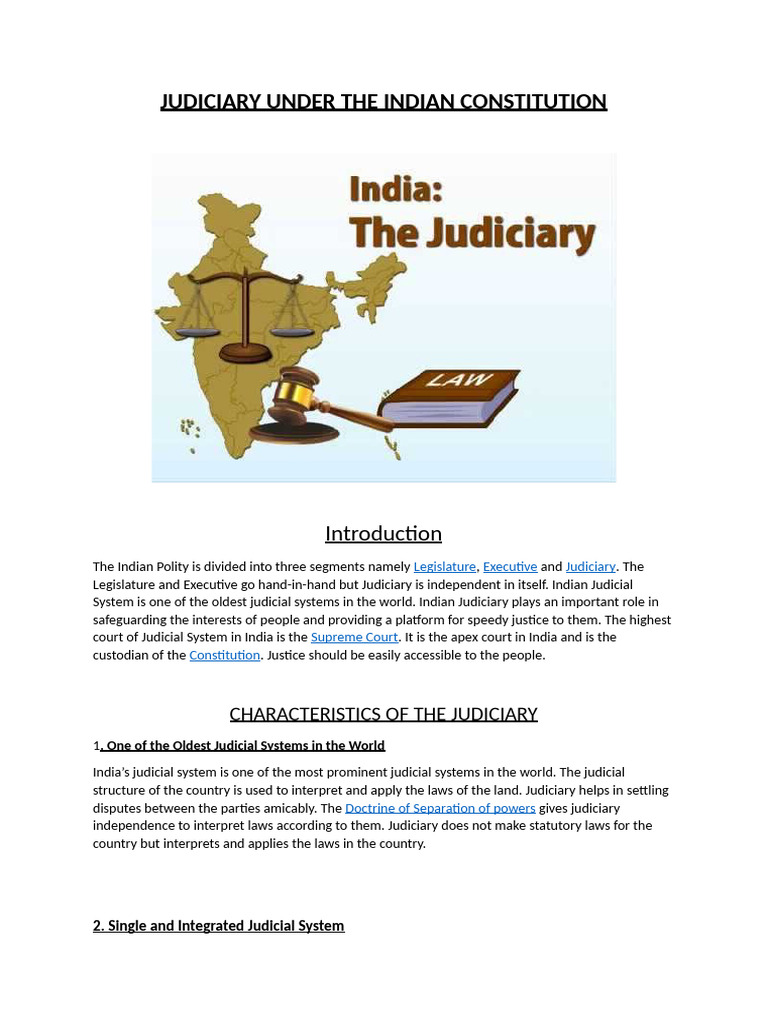 Judiciary Under The Indian Constitution | PDF | Judicial Review ...