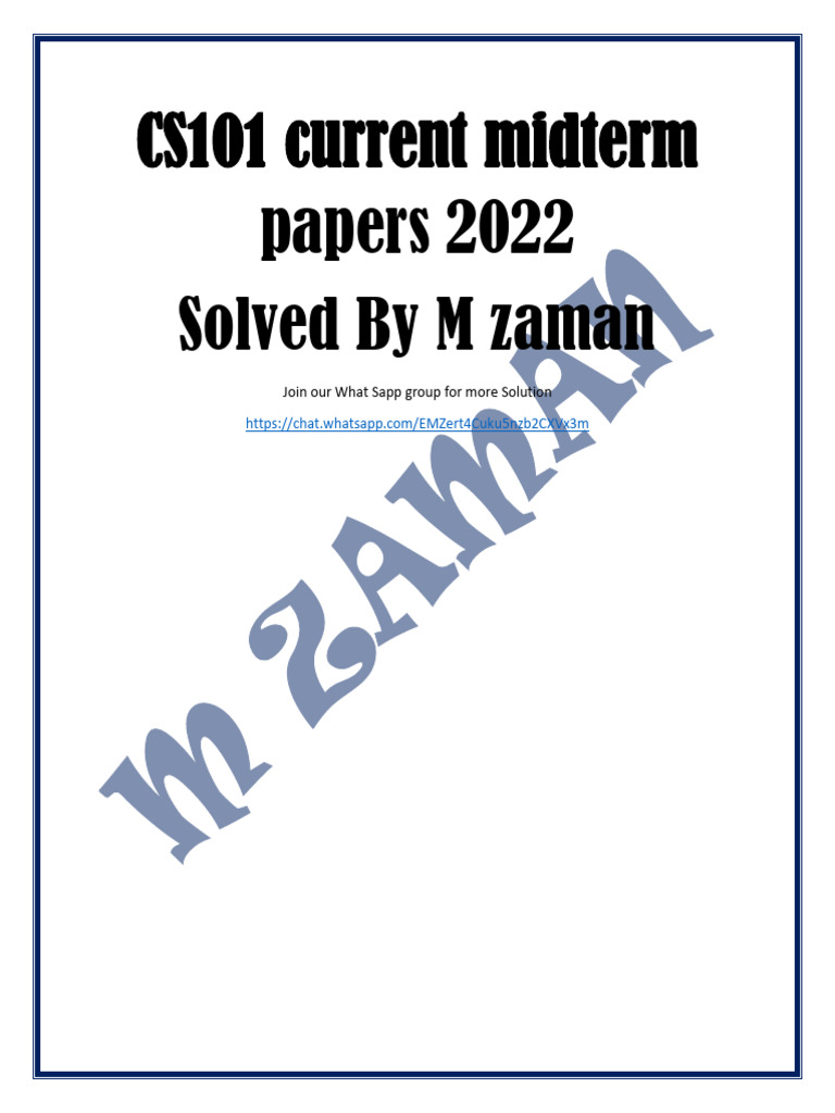 CS101 Current Midterm Papers Solved by M Zaman 2022-1 | PDF | Operating System | Domain Name System