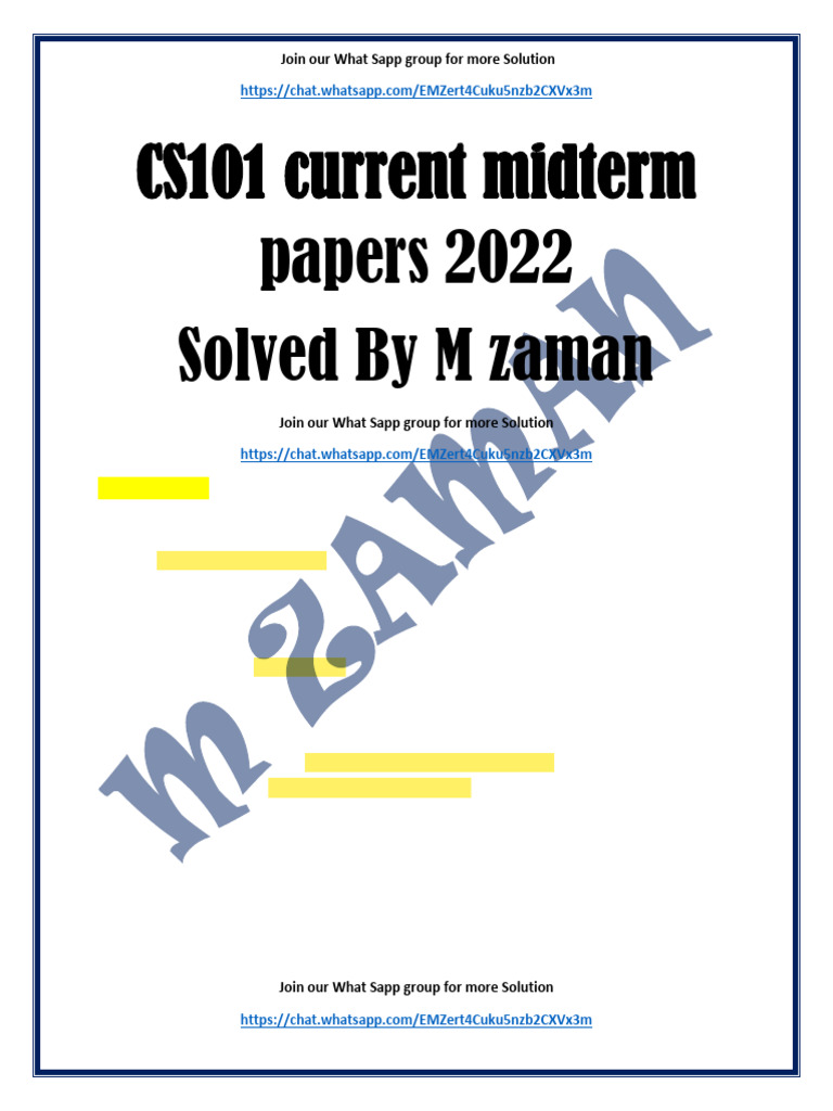 CS101 Current Midterm Solved Papers 2022 BY M ZAMAN-1-1 | PDF | Voice Over Ip | Compact Disc