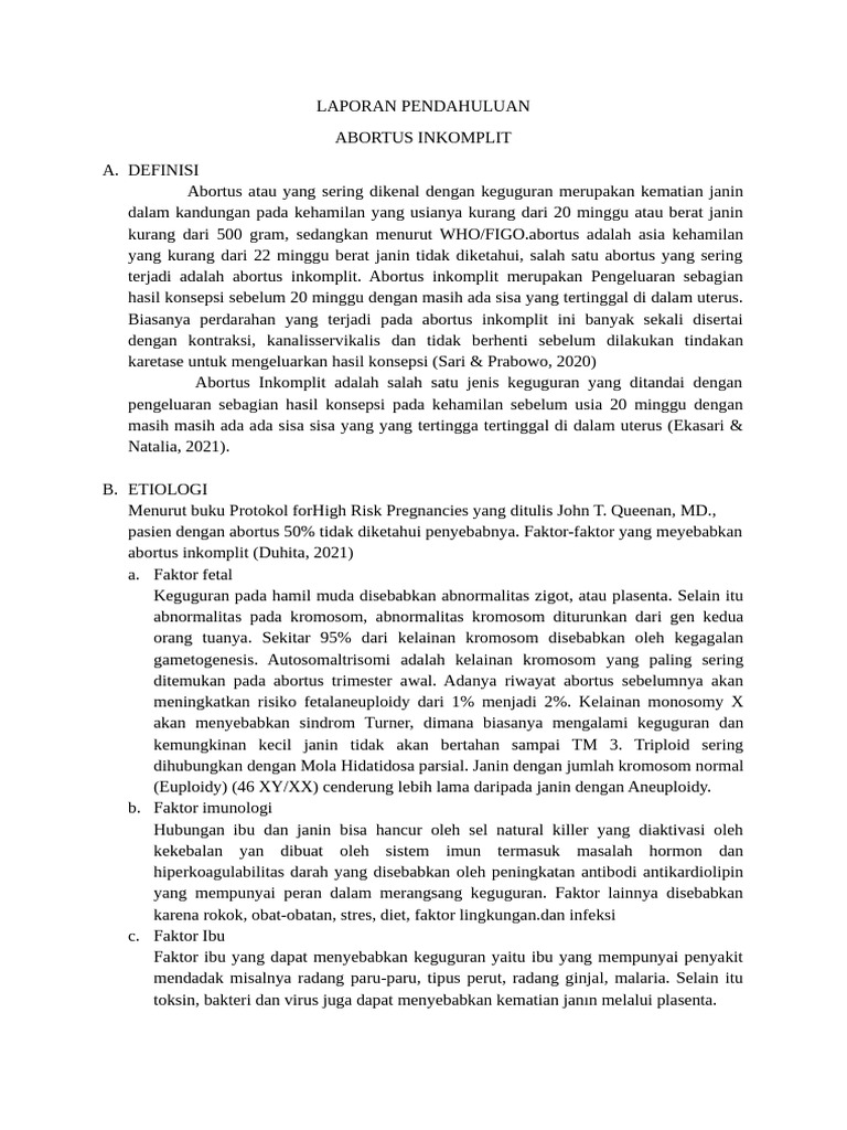 Penanganan Abortus Inkomplit | PDF