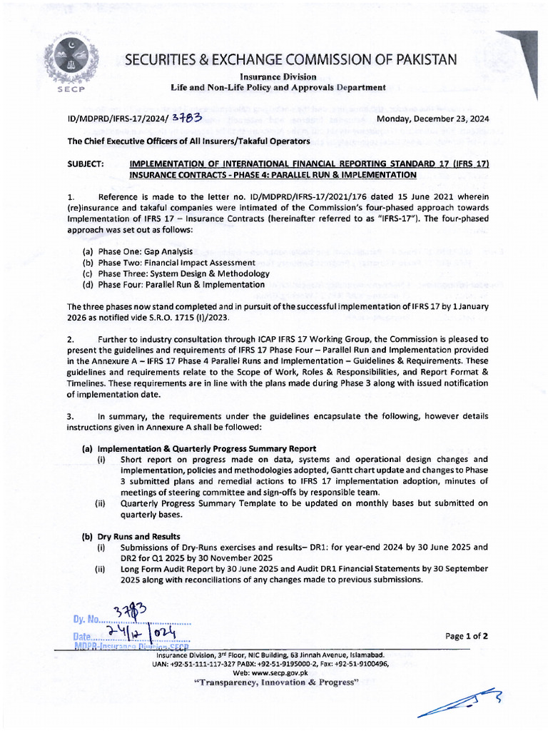 SECP Circular Letter 3783 | PDF