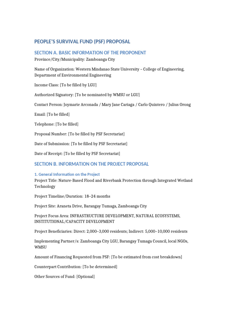 PSF Proposal IWT Tumaga | PDF