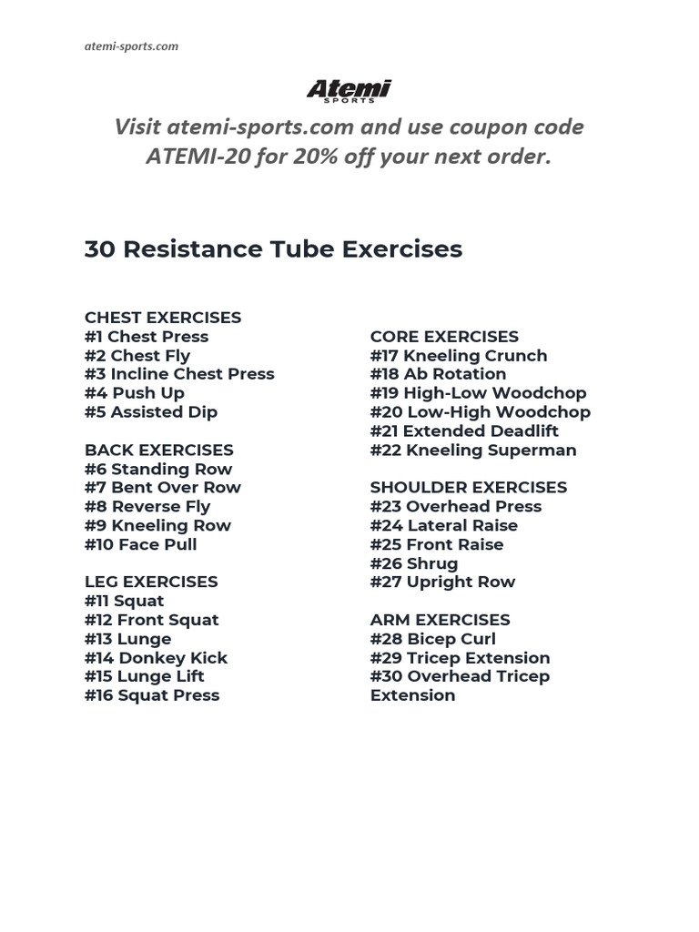 30 Resistance Tube Exercises Guide | PDF | Musculoskeletal System