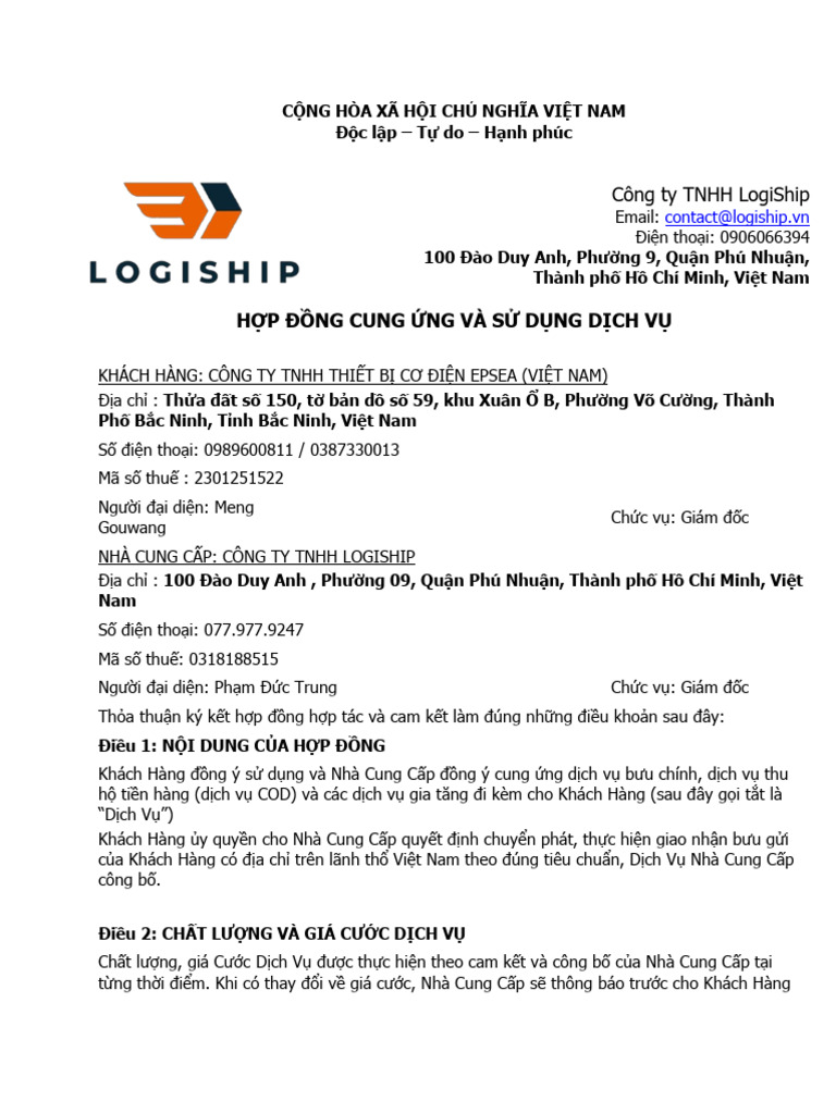 Hop Dong Logi - Epsea | PDF