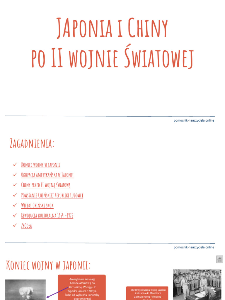 Japonia I Chiny Po II Wojnie Światowej | PDF