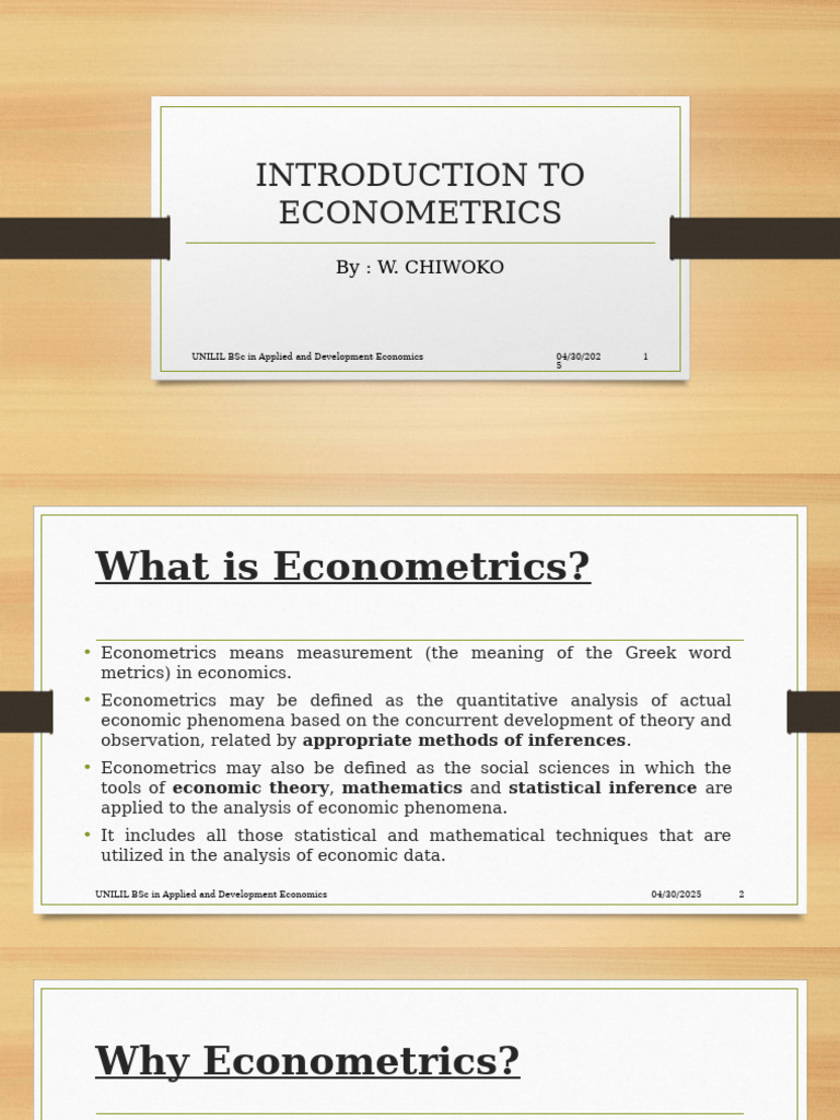 Introduction To Econometrics Basics Pdf Ordinary Least Squares