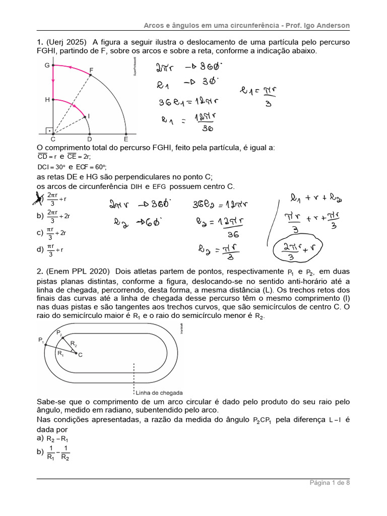 Arcos e Ângulos em Uma Circunferência | PDF | Curva | Círculo