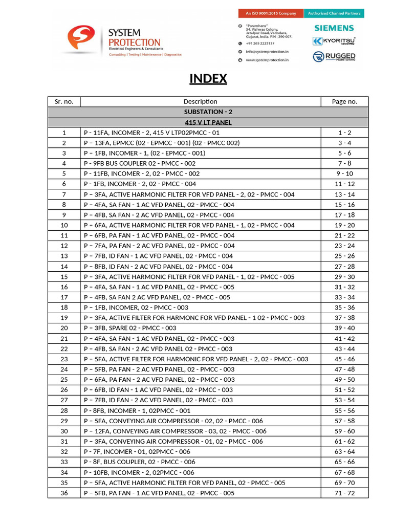 Final Substation - 2 Index | PDF | Applied And Interdisciplinary Physics | Energy Technology