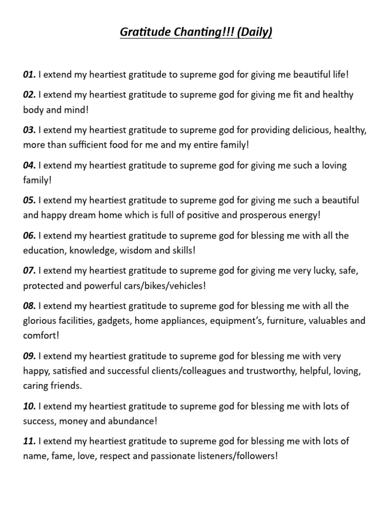 Daily Gratitude Chanting Practices | PDF