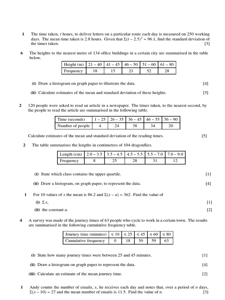 Worksheet CH 1 and 2 With Answers | PDF | Histogram | Descriptive ...