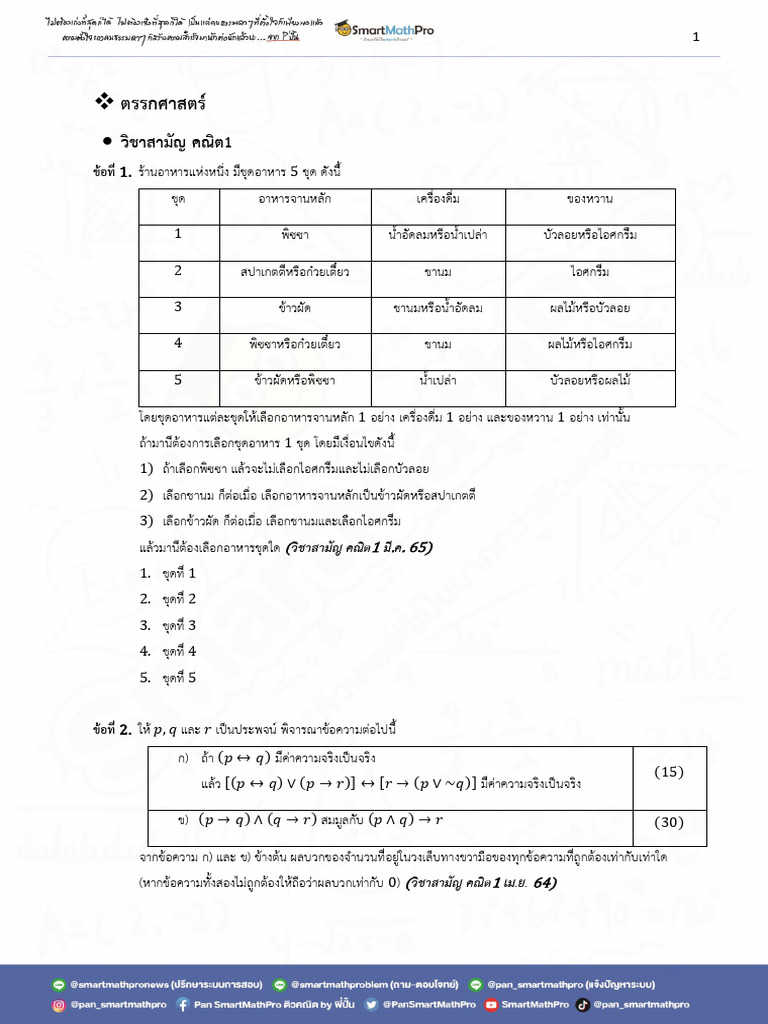 [Exam] Math 1 Logic | PDF