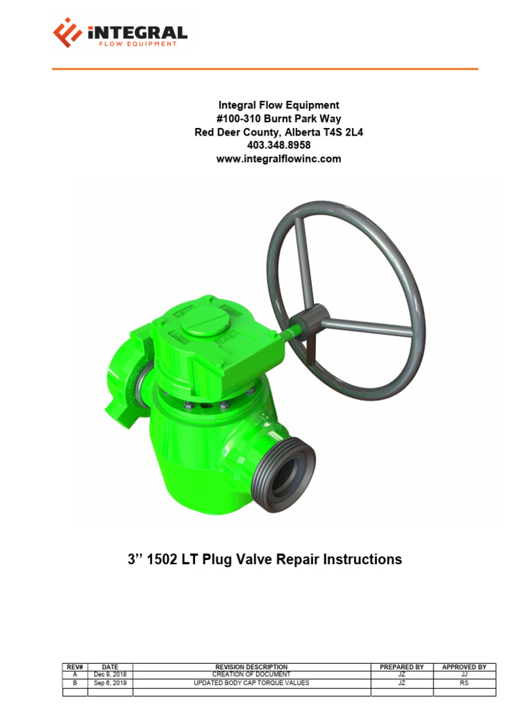 3 LT Plug Valve Repair Instructions | PDF | Screw | Valve