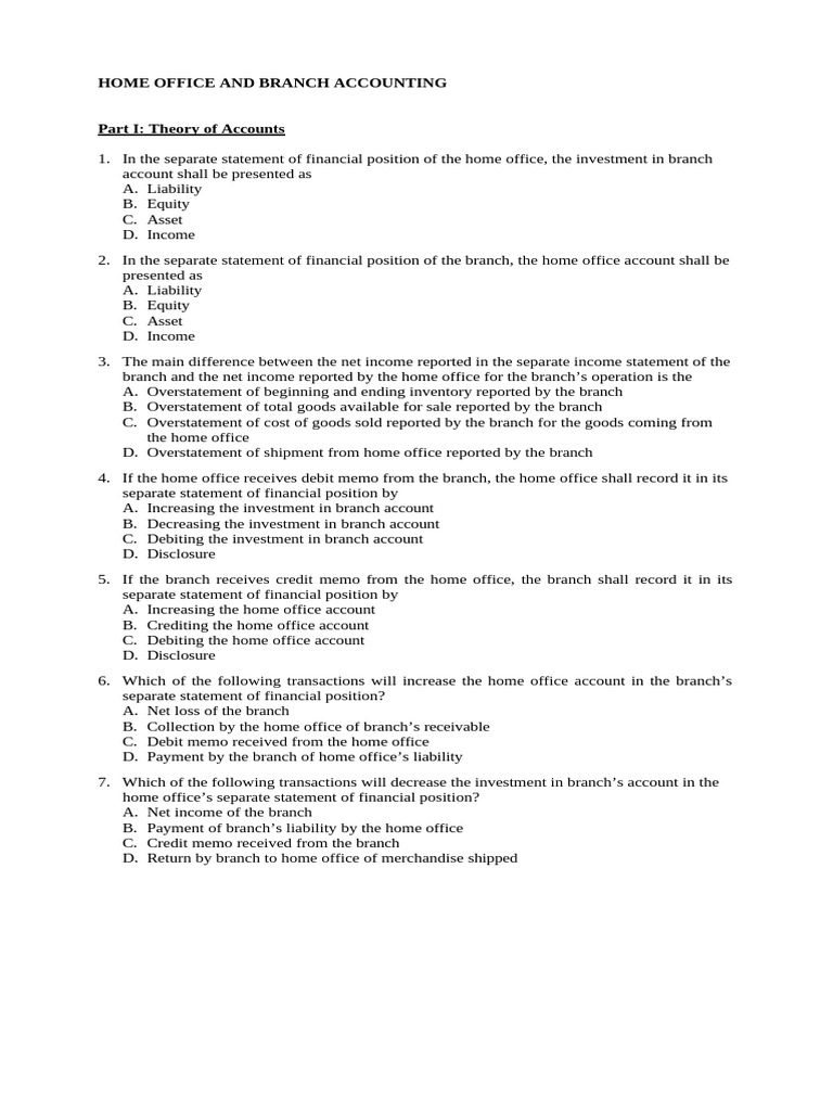 Week 6 - AFAR - Home Office and Branch Accounting | PDF | Debits And Credits | Balance Sheet