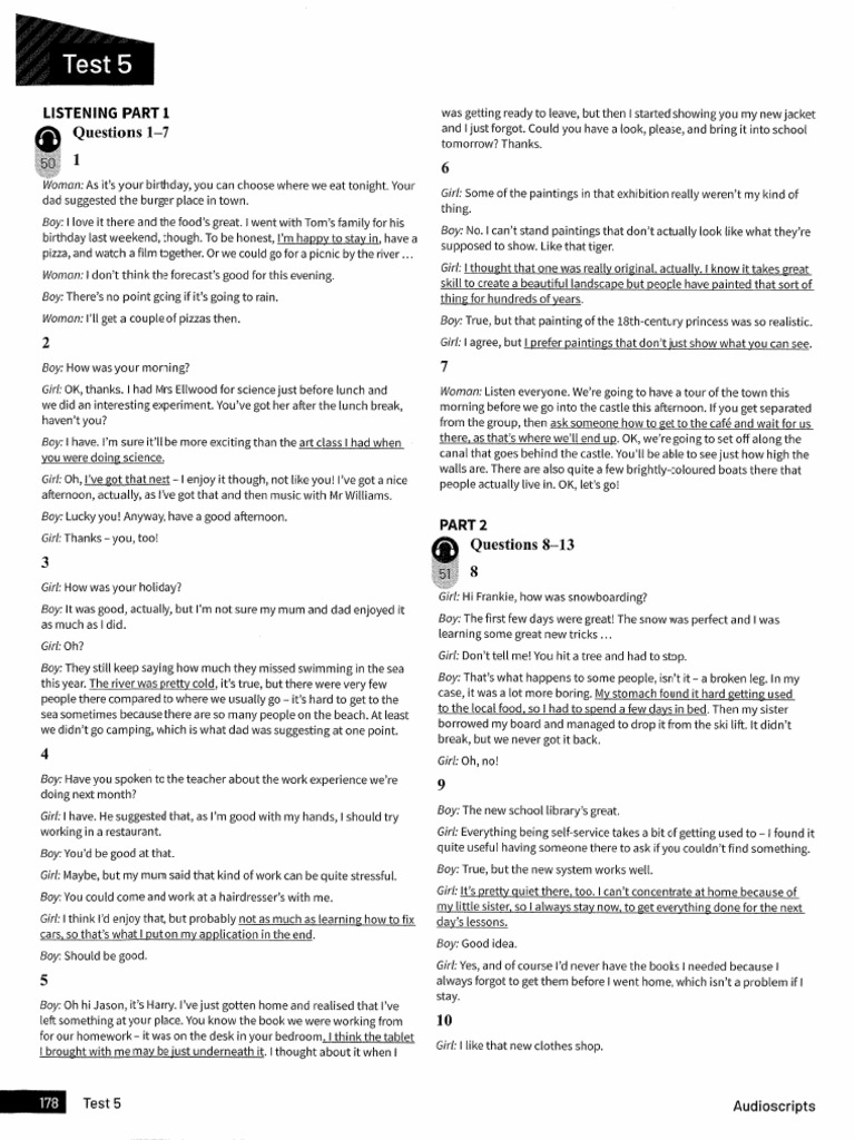 Test 5 - Listening - Tapescript | PDF
