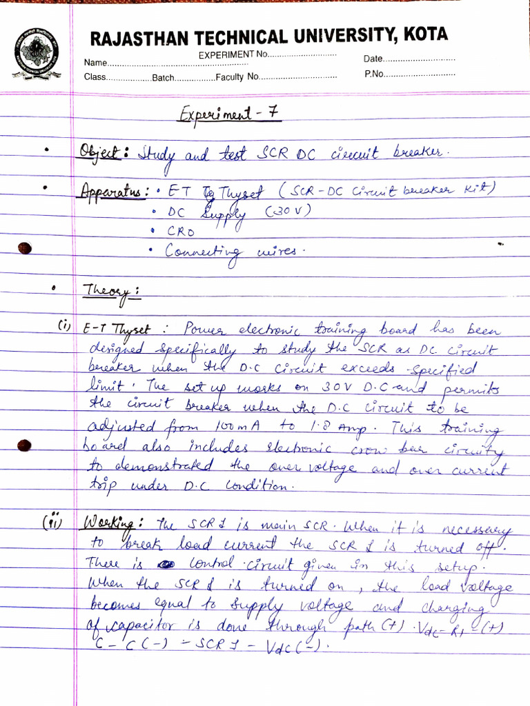 Experiment-7 APE SCR DC Circuit Breaker | PDF