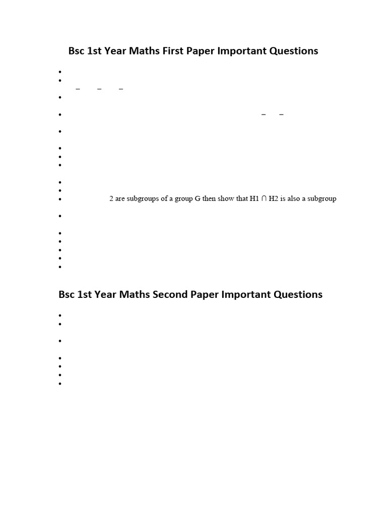 BSc 1st Year Maths Important Questions | PDF