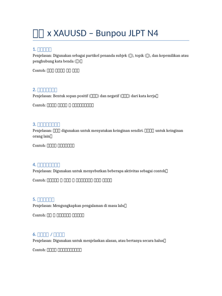 Bunpou N4 Nihon X XAUUSD | PDF