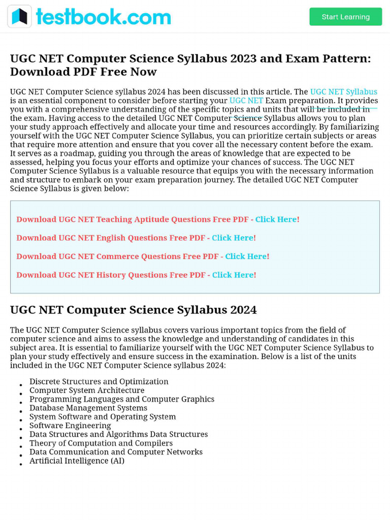 UGC NET Computer Science Syllabus 2023 and Exam Pattern - Download PDF ...