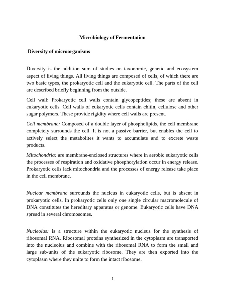 Microbial Diversity in Fermentation Processes | PDF | Brewing | Cell ...