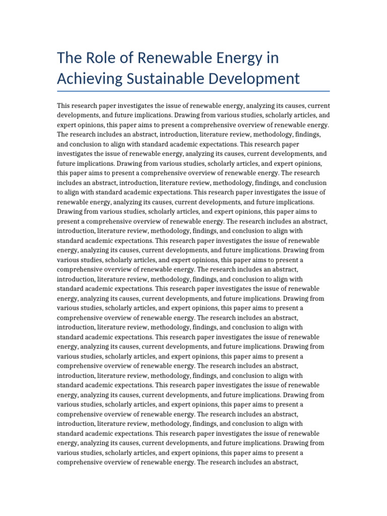 Renewable Energy Research | PDF | Methodology | Literature Review