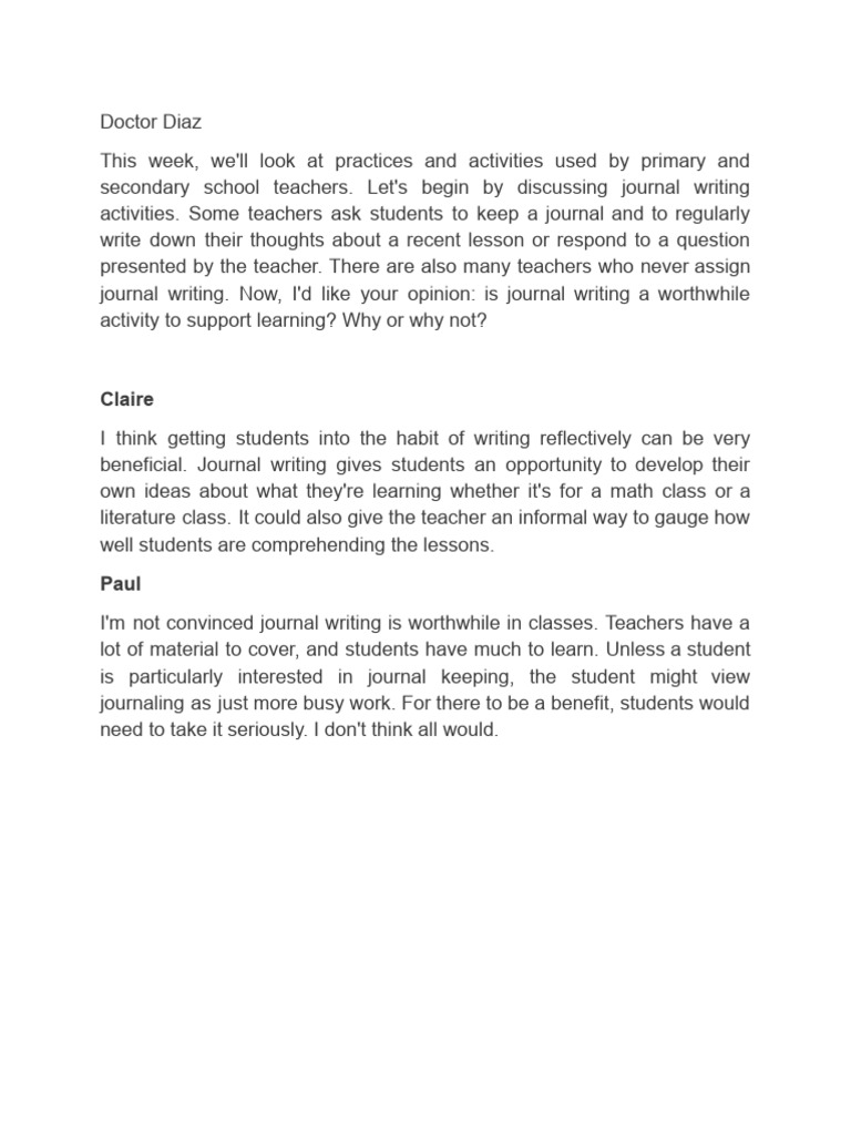 Independent Essay - Journal Writing | PDF