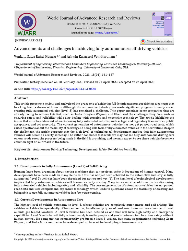Advancements and Challenges in Achieving Fully Aut | PDF | Safety | Automation