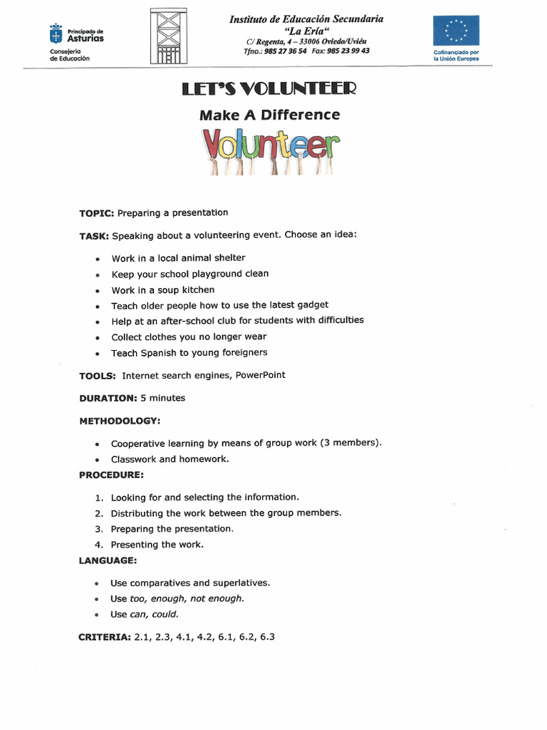 Volunteering Project 2º Bil | PDF