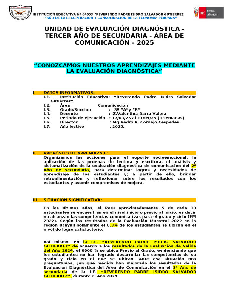 Unidad Diagnostica-Actualizada.3ro - Ab-2025 | PDF