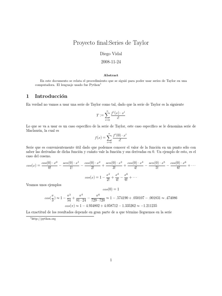 Series de Taylor Con Python | PDF | Python (lenguaje de programación ...