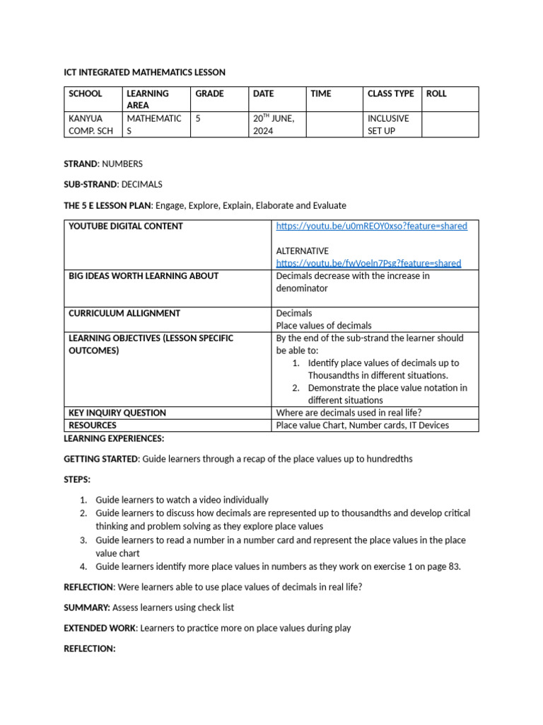 Ict Integrated Mathematics Lesson 2 | PDF | Educational Technology ...
