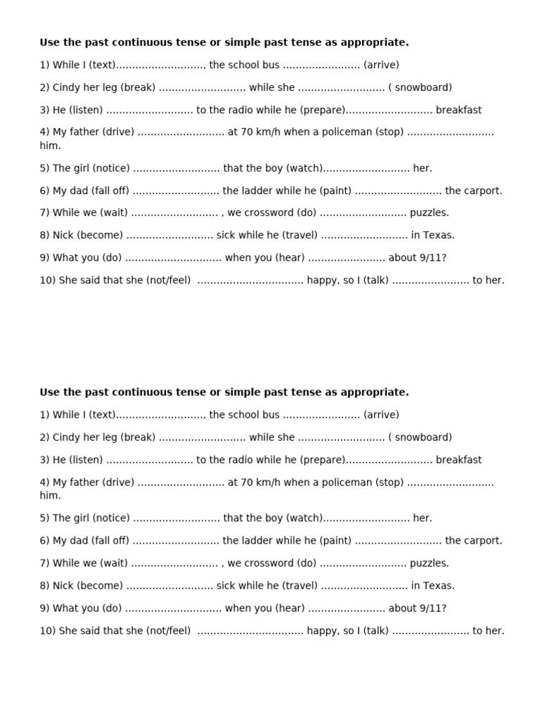 Past Continuous Vs Simple Past | PDF