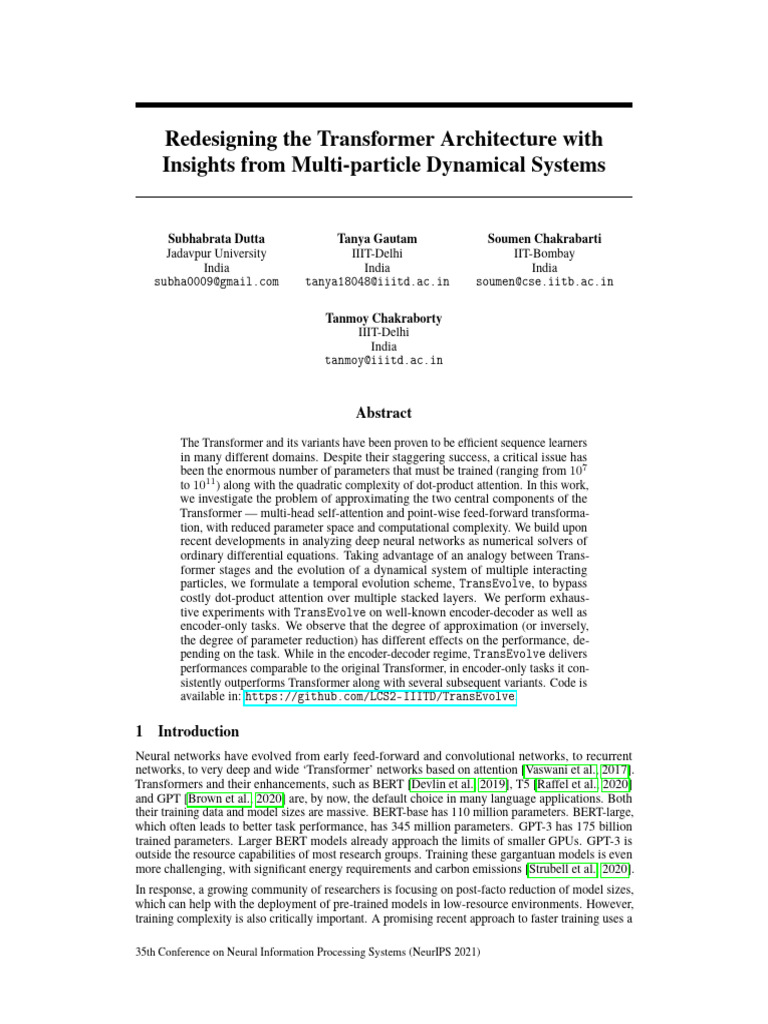 NeurIPS 2021 Redesigning The Transformer Architecture With Insights From Multi Particle ...