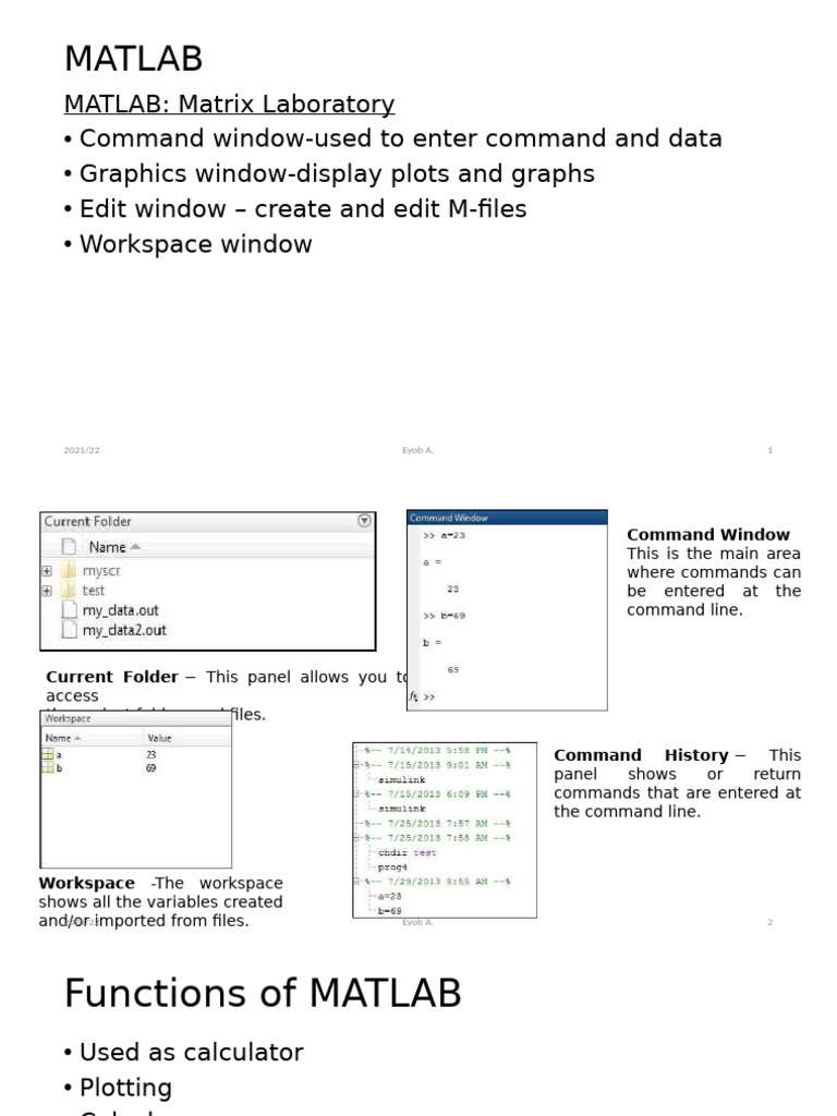MATLAB Basics: Commands and Functions | PDF | Matrix (Mathematics ...