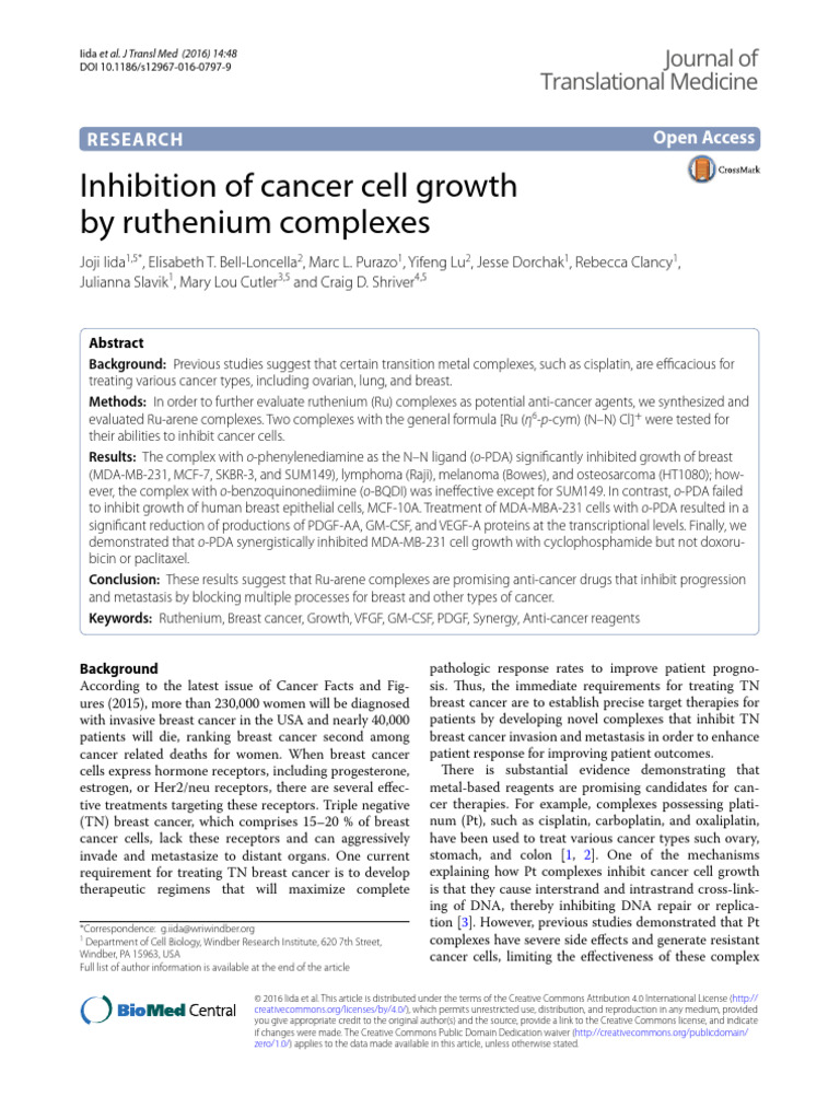 Inhibition of Cancer Cell Growth by Ruth | PDF | Cancer