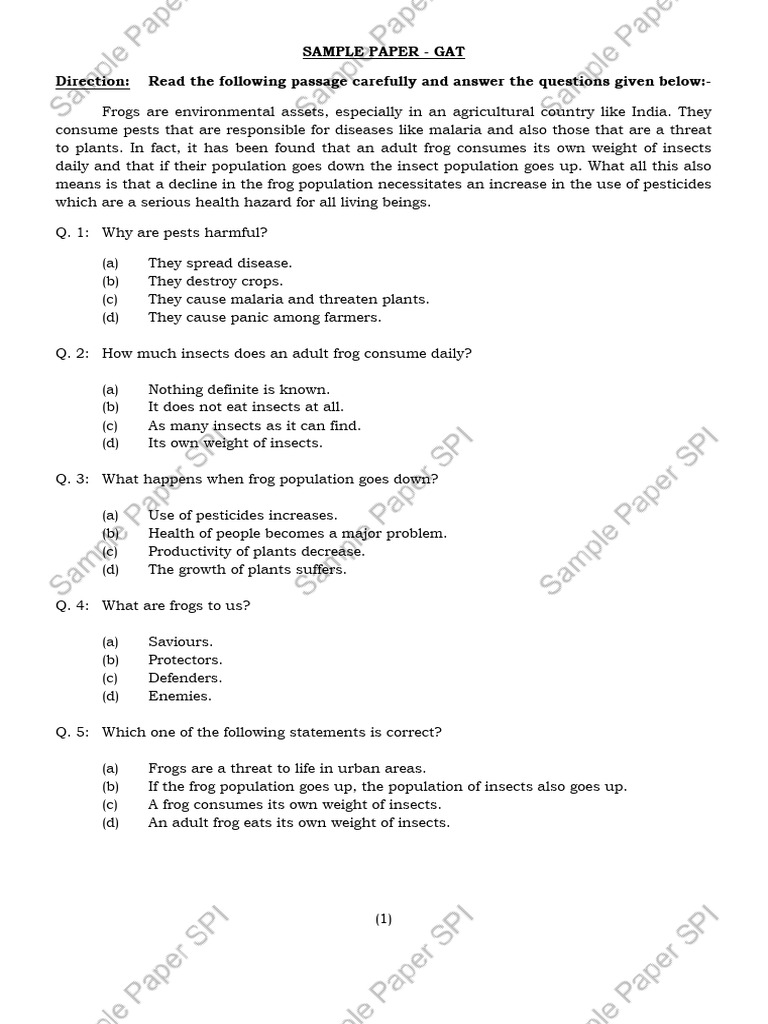 Sample Paper GAT Watermark | PDF | Mirror | Acid