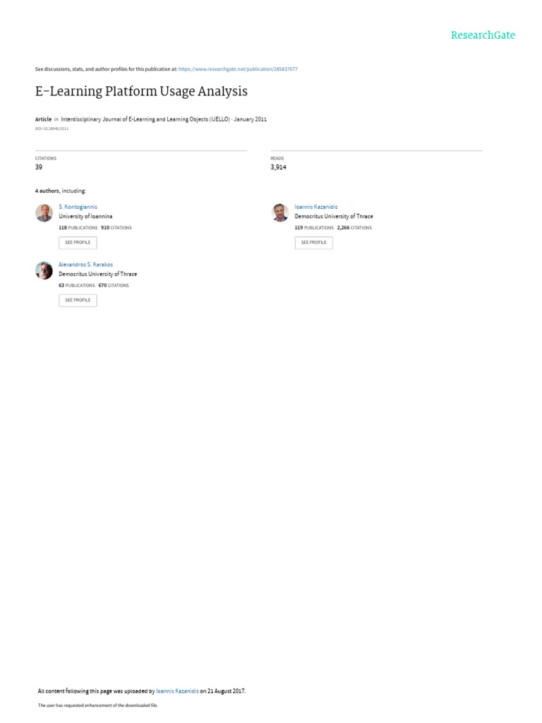 E-Learning Platform Usage Analysis | PDF | Educational Technology | Cluster Analysis