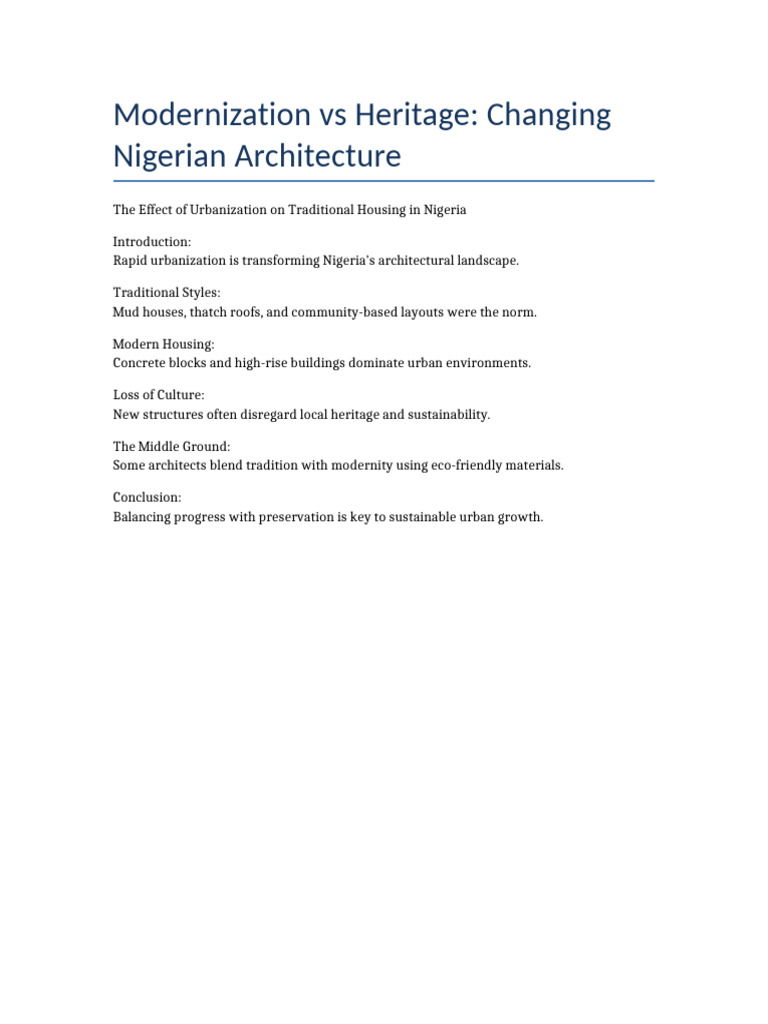 Urbanization Housing Nigeria | PDF